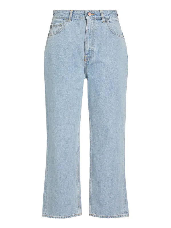 GANNI Cropped High-rise Straight-leg Jeans - Light Denim