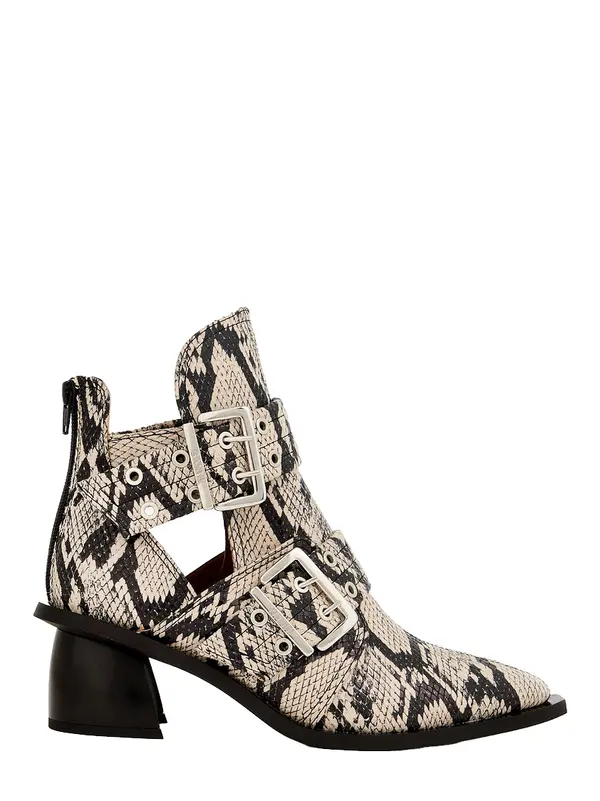 GANNI Snake-effect Ankle Boots - Animal Print