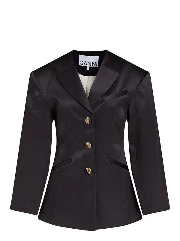 GANNI Satintwill Blazer - Black