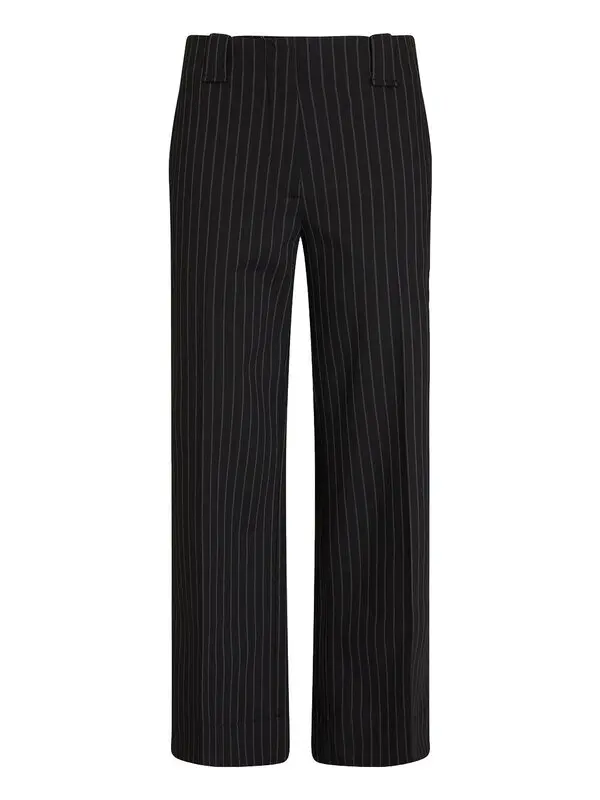 GANNI Pinstriped Twill Wide-leg Pants - Black