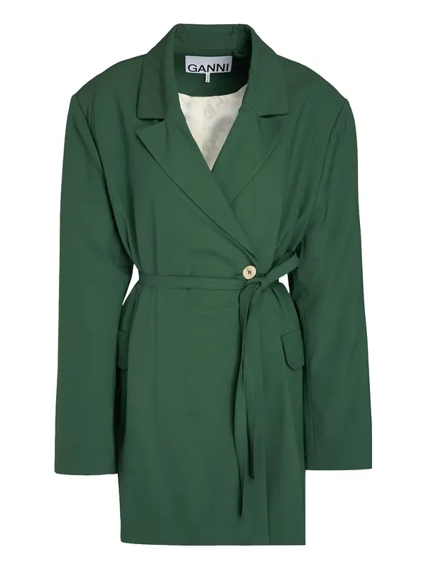 GANNI Double-breasted Crepe Blazer - Forest Green