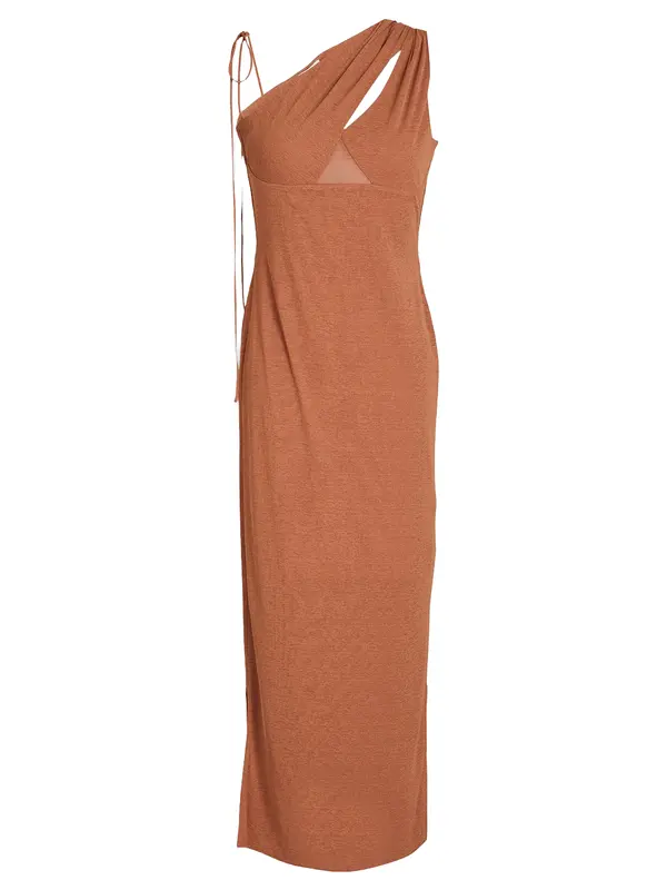 Nanushka One-shoulder Midi Dress - Light Brown