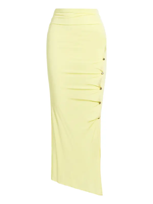 Acne Studios Embellished Ruched Cutout Midi Skirt - Pastel Yellow