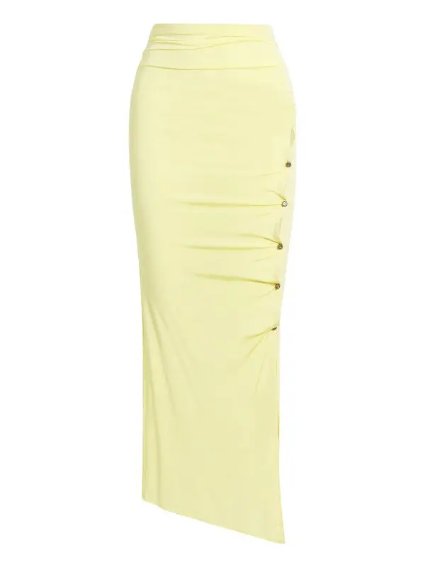 Acne Studios Embellished Ruched Cutout Midi Skirt - Pastel Yellow