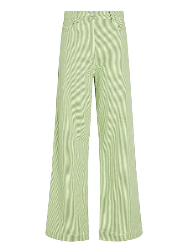 Remain Birger Christensen Lymma Striped Straight-leg Pants - Light Green