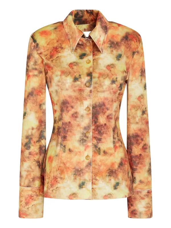 Nanushka Printed Velvet Shirt - Pastel Yellow