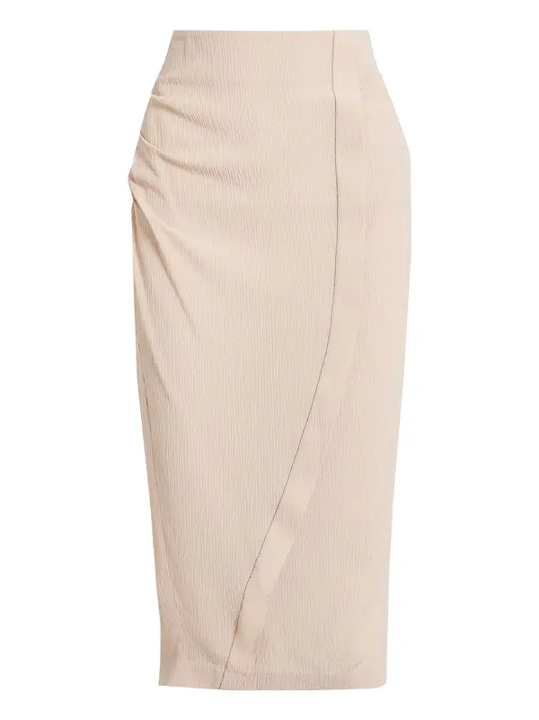 Acne Studios Ruched Crepon Midi Skirt - Beige