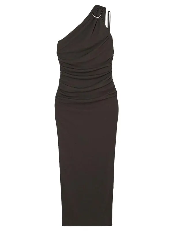 Nanushka Lenna One-shoulder Draped Jersey Midi Dress - Dark Gray