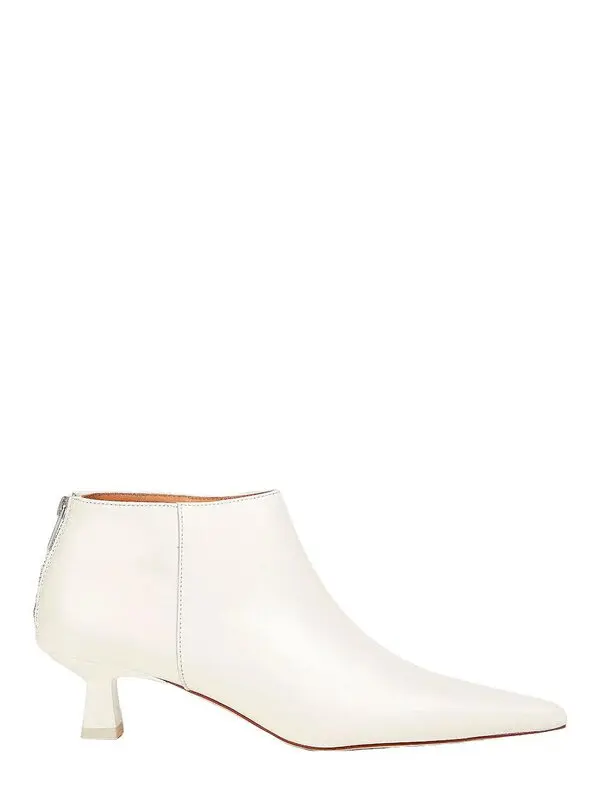 GANNI Leather Ankle Boots - Ivory