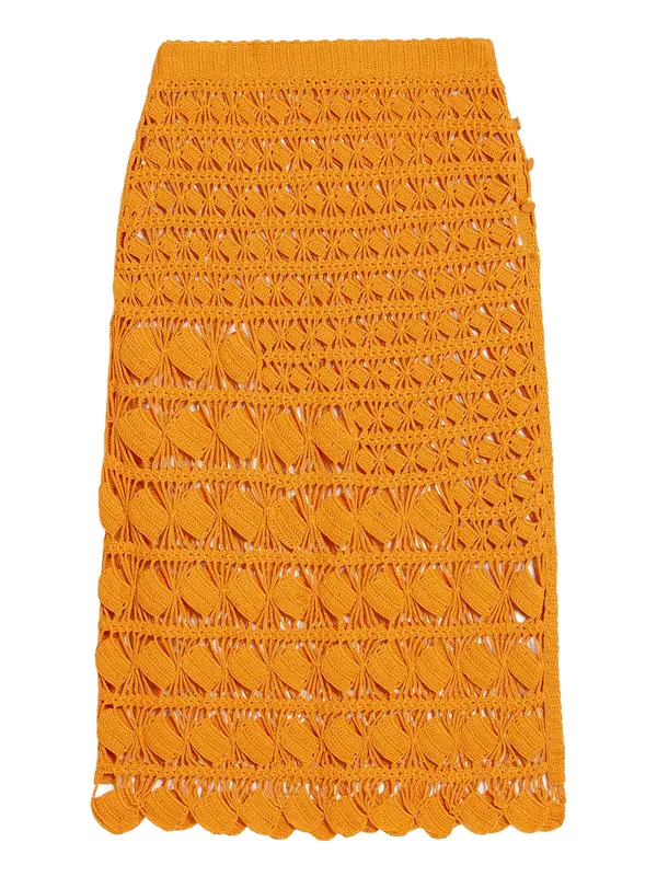 Acne Studios Crocheted Cotton Midi Skirt - Saffron