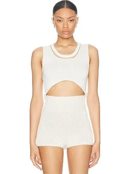 AISLING CAMPS Cropped Tank Top - Ivory