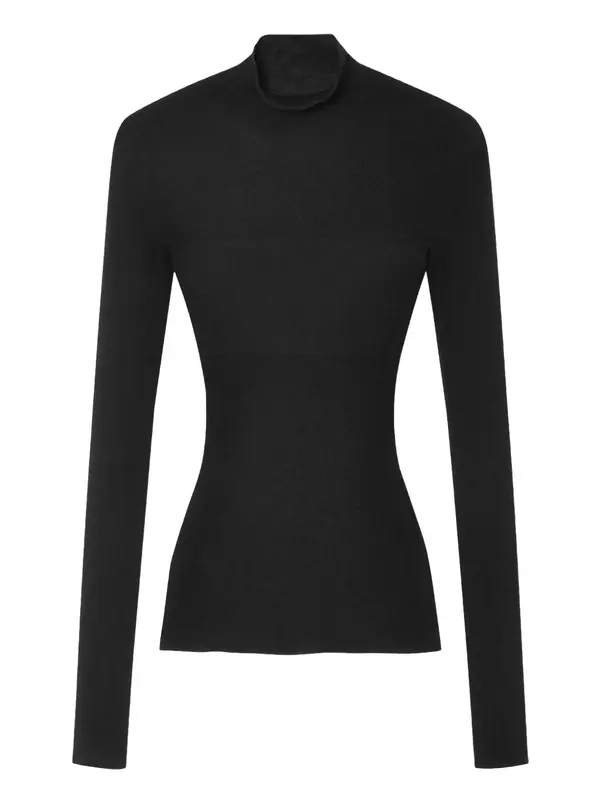 Versace Wool Ribbed-knit Top - Black