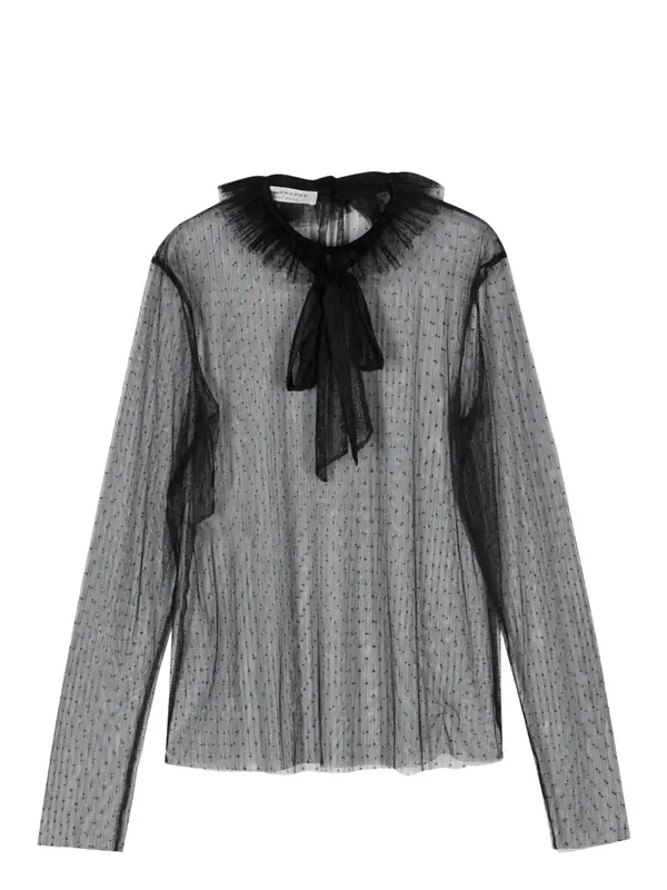 Philosophy Di Lorenzo Serafini Point D'esprit Tulle Blouse - Black
