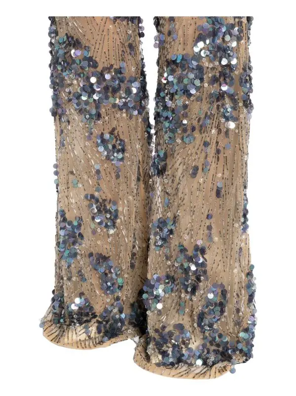 Alberta Ferretti Sequin-embellished Flared Trousers - Neutrals