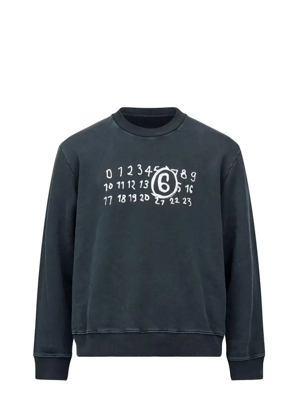 MAISON MARGIELA Numbers-print Cotton Sweatshirt - Grey