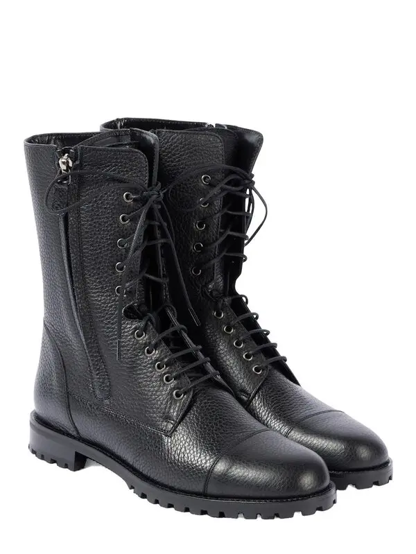 Manolo Blahnik Lugata Leather Lace-up Boots - Black