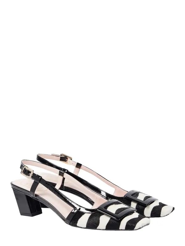 ROGER VIVIER Belle Vivier 45 Calf Hair Slingback Pumps - Black