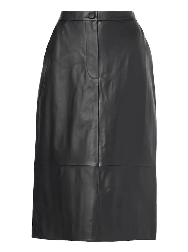 YVES SALOMON Leather Midi Skirt - Black