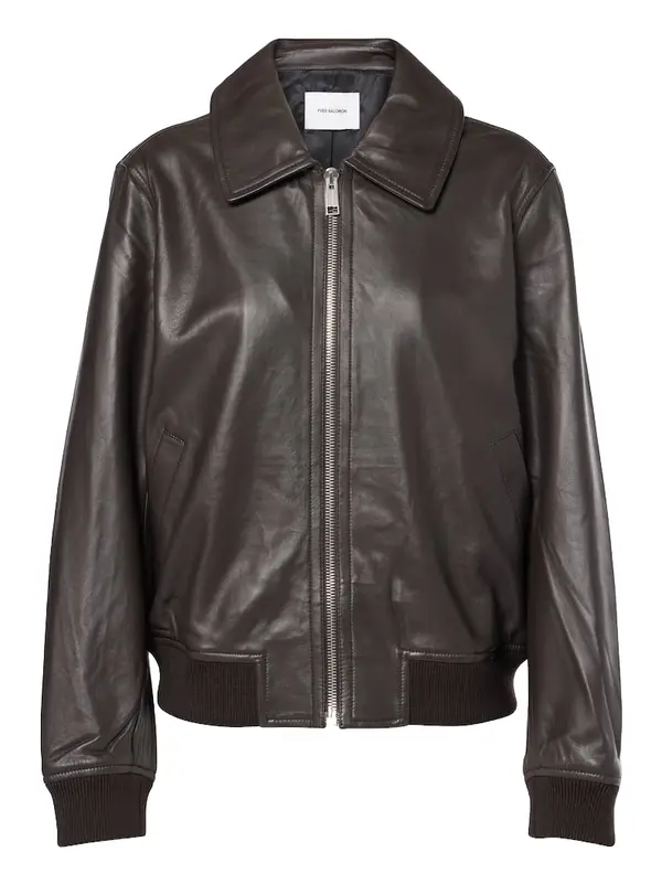 YVES SALOMON Leather Bomber Jacket - Brown