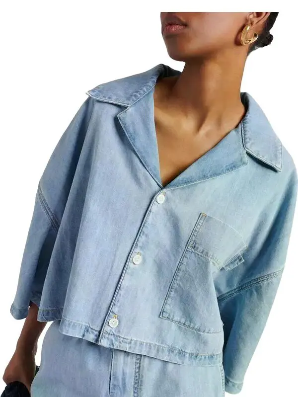 Bottega Veneta Cropped Denim Shirt - Blue