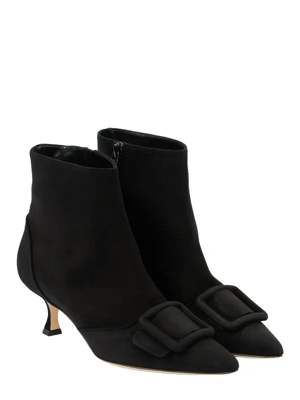 Manolo Blahnik Baylow Suede Ankle Boots - Black