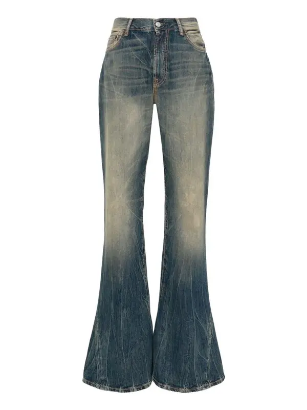 Acne Studios Logo Patch Bootcut Jeans - Blue