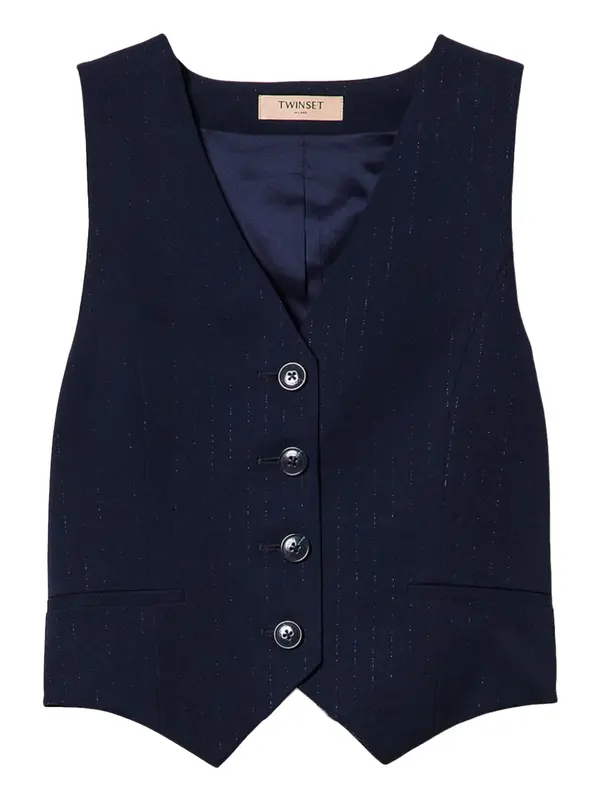 TWINSET Lurex-detail Pinstriped Waistcoat - Blue