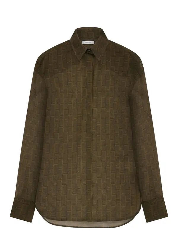 FERRAGAMO Monogram Silk Shirt - Green