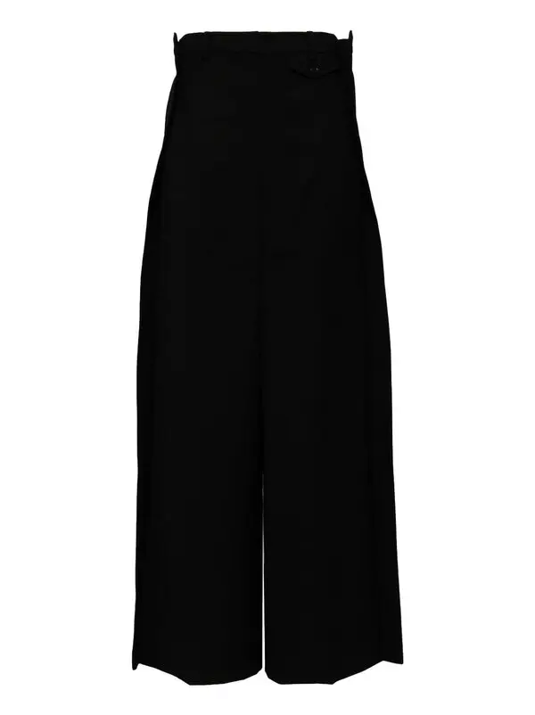 PUSHBUTTON Side Folded Wide Trousers - Black