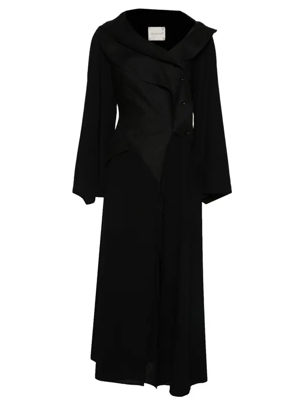 YEHUAFAN Asymmetric Maxi Dress - Black