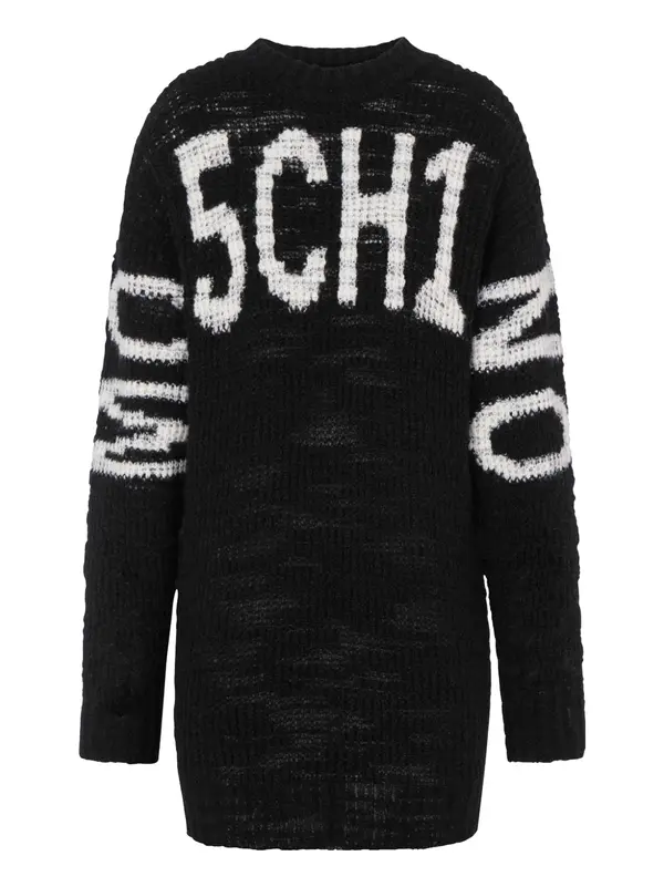 Moschino Logo Lettering Knitted Dress - Black