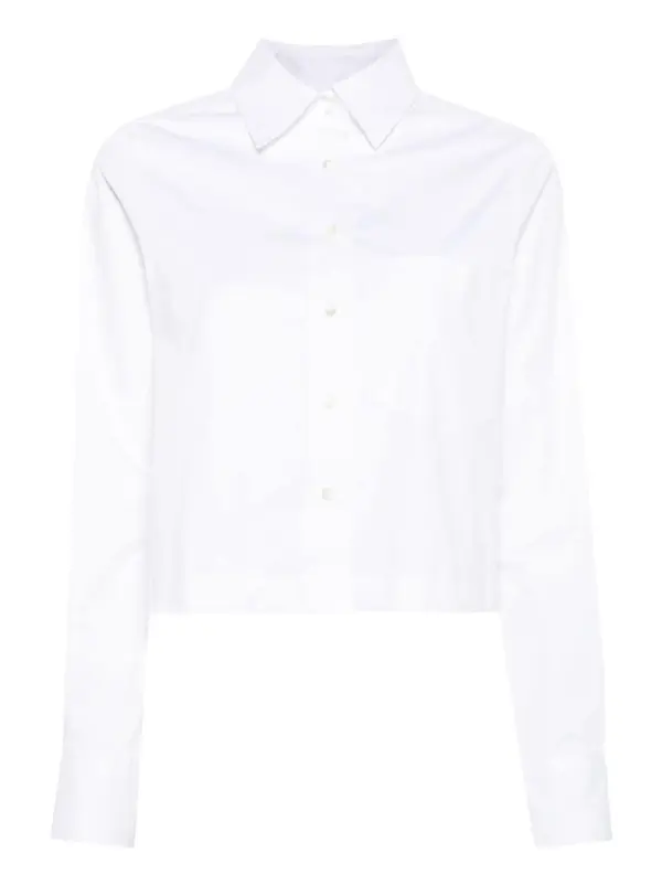 Closed Cropped Poplin Shirt - White