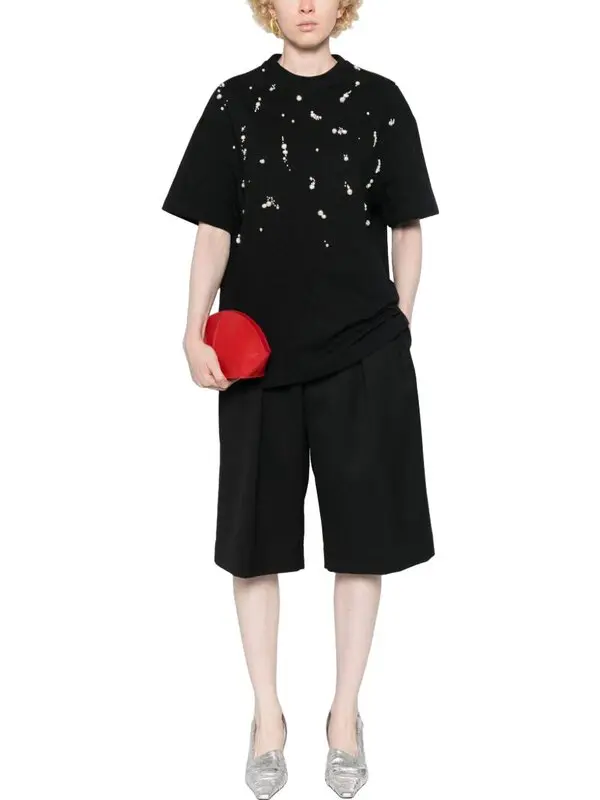 JIL SANDER Pearl-embellished T-shirt - Black