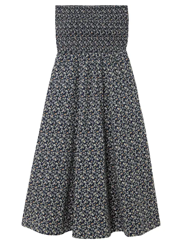 Veronica Beard Cornelia Strapless Midi Dress - Blue