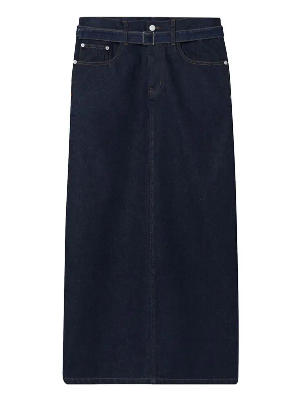 Proenza Schouler Calder Belted Denim Maxi Skirt - Blue