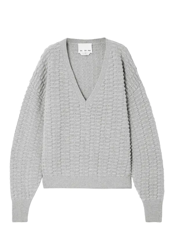 Sasuphi Textured Wool And Cashmere-blend Sweater - Gray