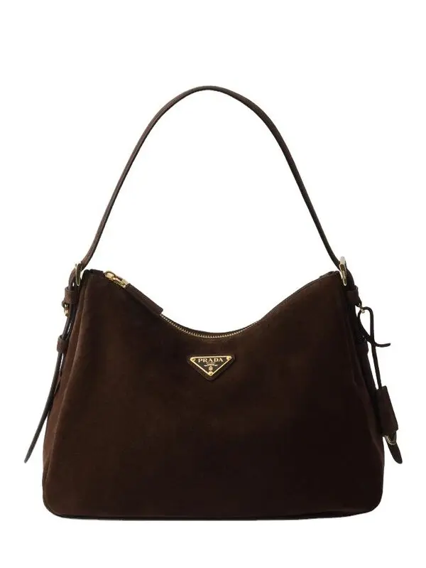 Prada Aimée Suede Shoulder Bag - Brown
