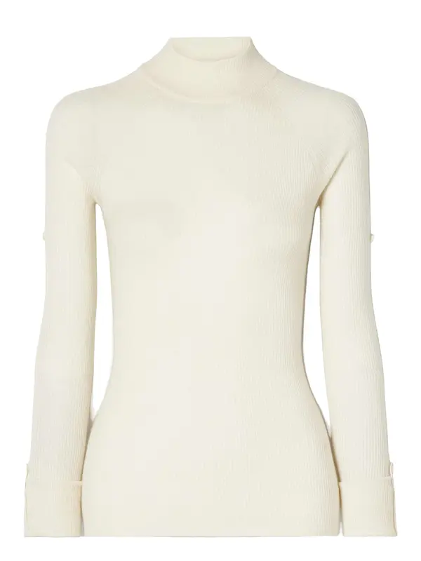 Unknown Sasuphi Lupetto Ribbed Cashmere And Silk-blend Sweater - Ivory