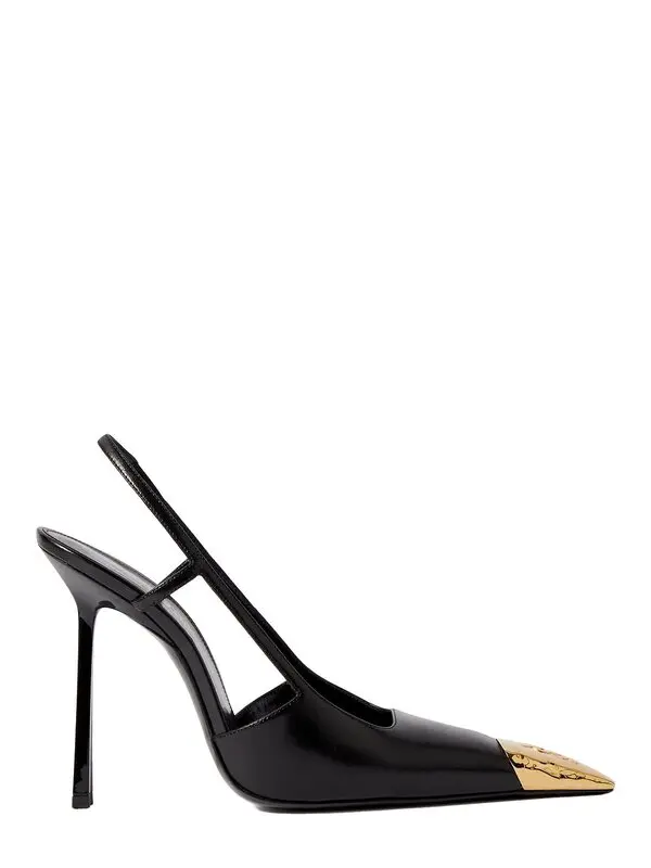 Saint Laurent Jeanne Embellished Glossed-leather Slingback Pumps - Black