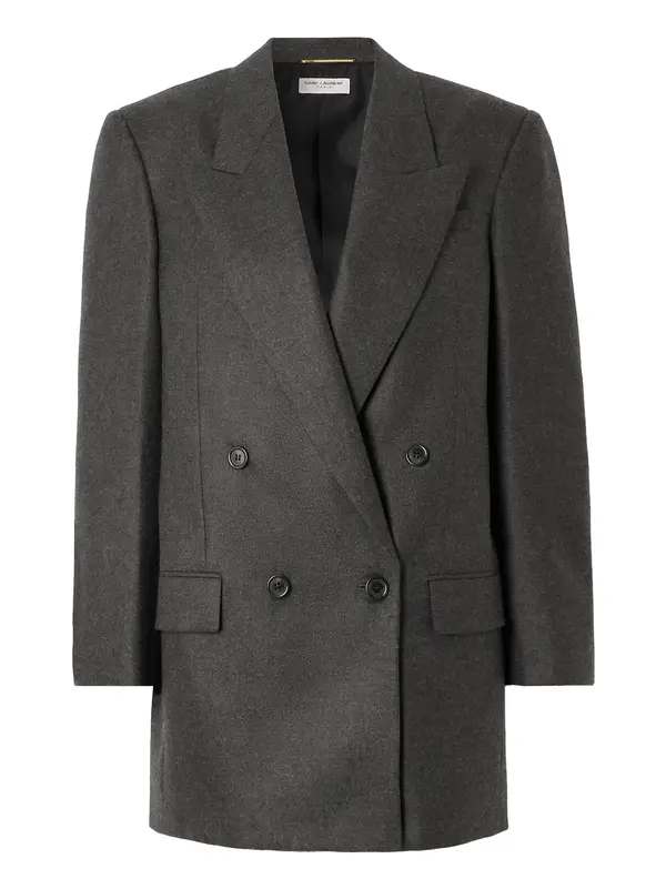 Saint Laurent Double-breasted Cashmere-twill Blazer - Gray