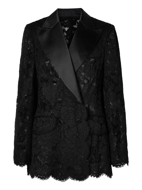 Dolce & Gabbana Double-breasted Corded Lace Blazer - Black