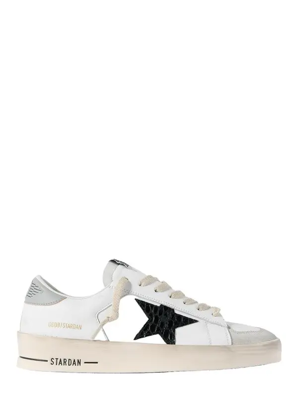 Golden Goose Stardan Distressed Suede-trimmed Leather Sneakers - White