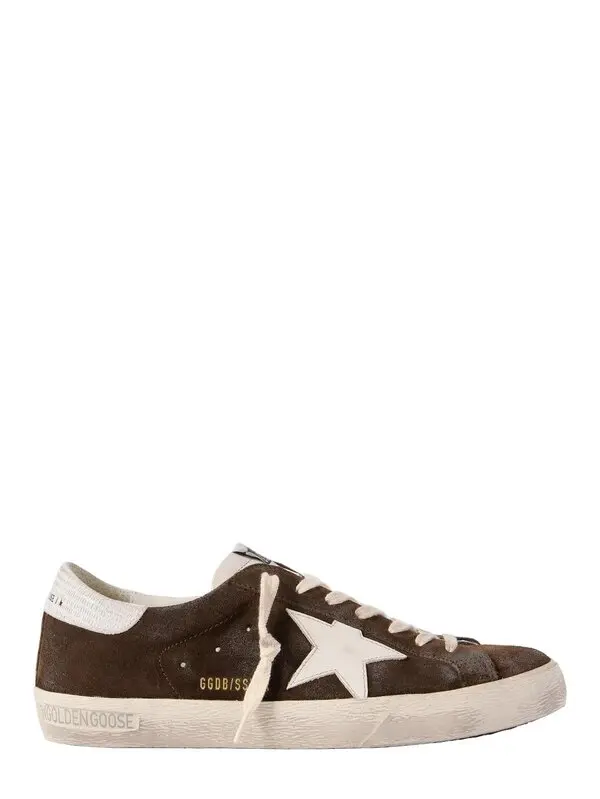 Golden Goose Super-star Distressed Leather-trimmed Suede Sneakers - Brown