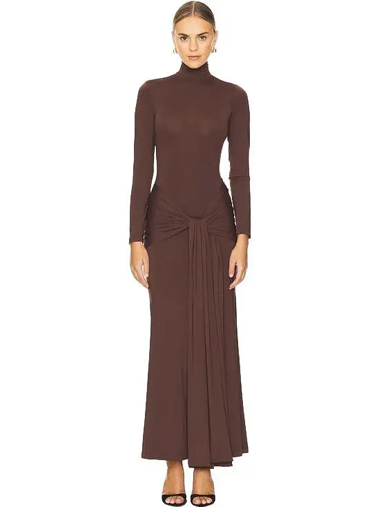 Bardot Alix Maxi Tie Front Dress - Chocolate