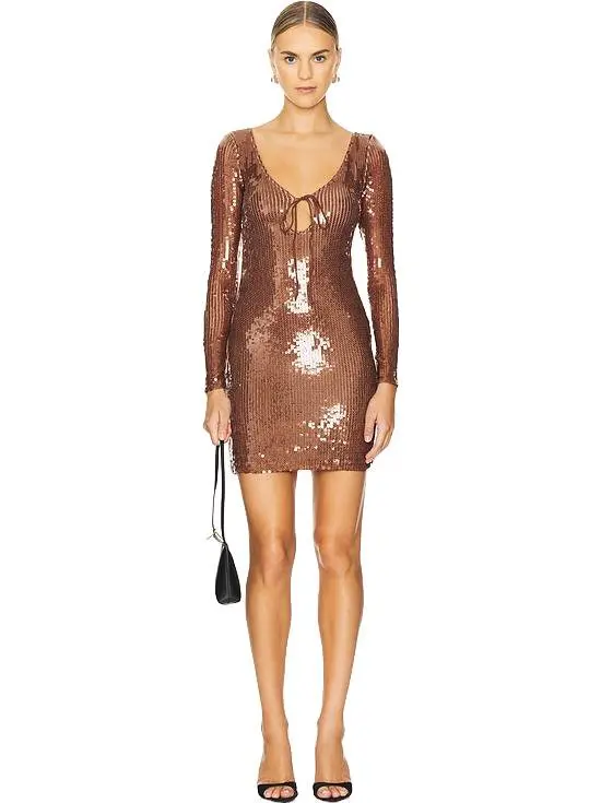 Bardot Verona Sequin Mini Dress - Chocolate