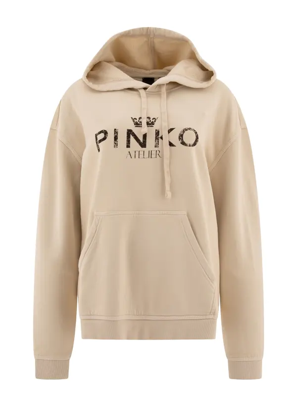 Pinko Bassani' Cotton Hoodie - Beige