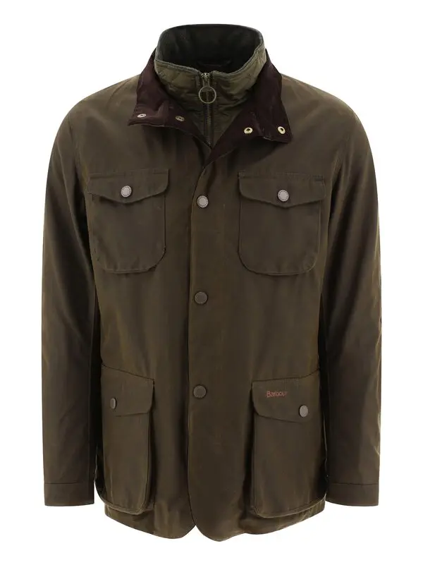 Barbour Ogston Waxed Cotton Quilted Jacket - Green