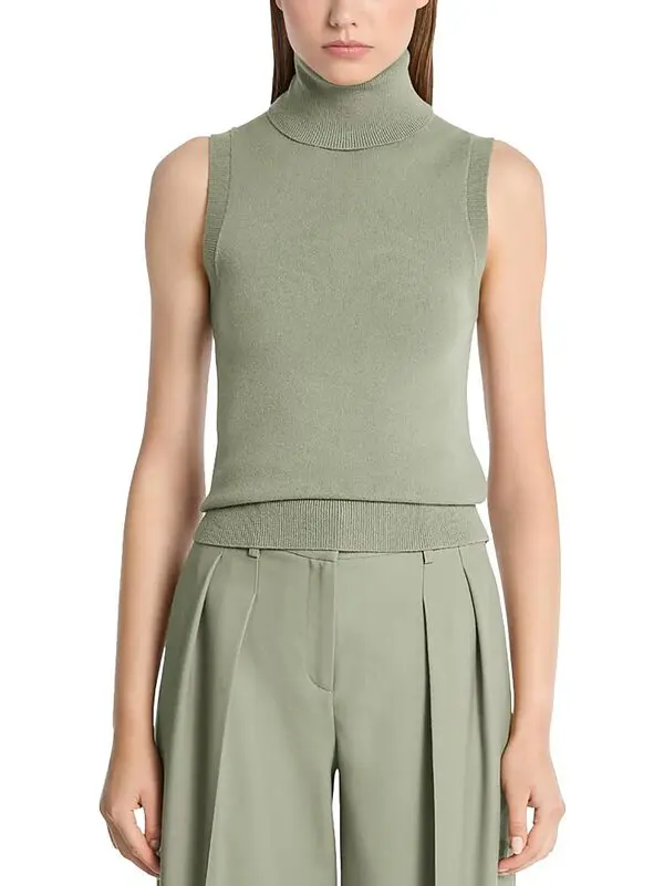 Michael Kors Cashmere Sleeveless Turtleneck Sweater - Celadon