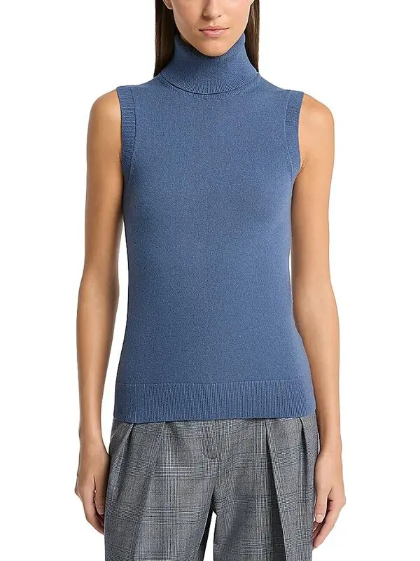 Michael Kors Cashmere Sleeveless Turtleneck Sweater - Steel