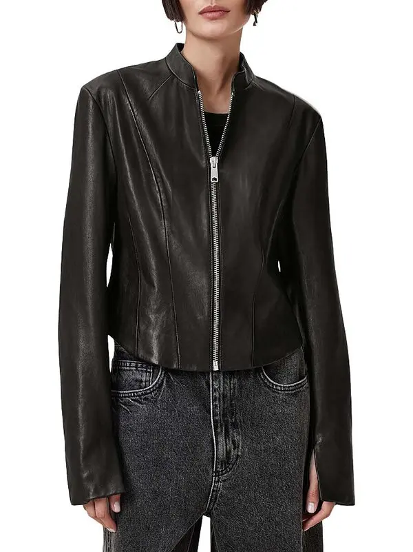 ALLSAINTS Sadler Leather Biker Jacket - Black